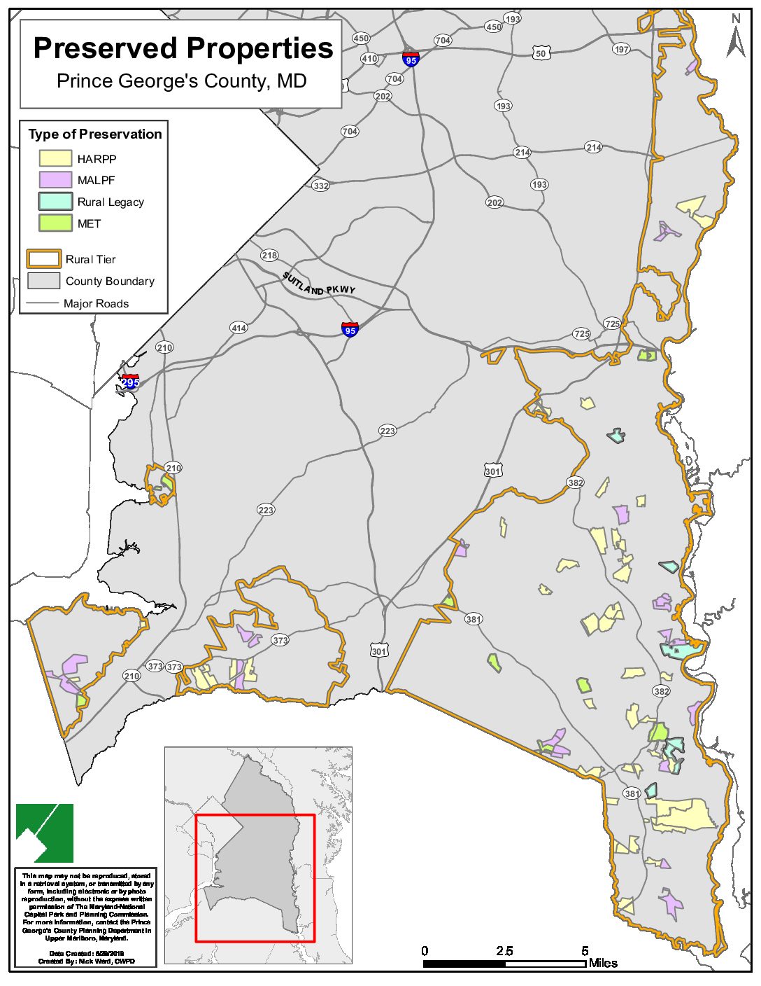 Map of Preserved Properties - Prince George's Soil Conservation District